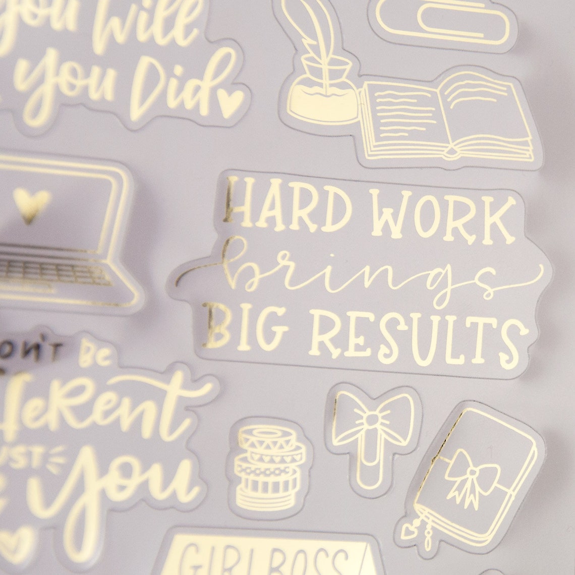 Daily Work Motivation Gold Foil Sticker Sheet Motivationaly | Etsy