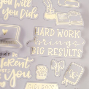 Daily Work Motivation Gold Foil Sticker Sheet Motivationaly Quotes and ...