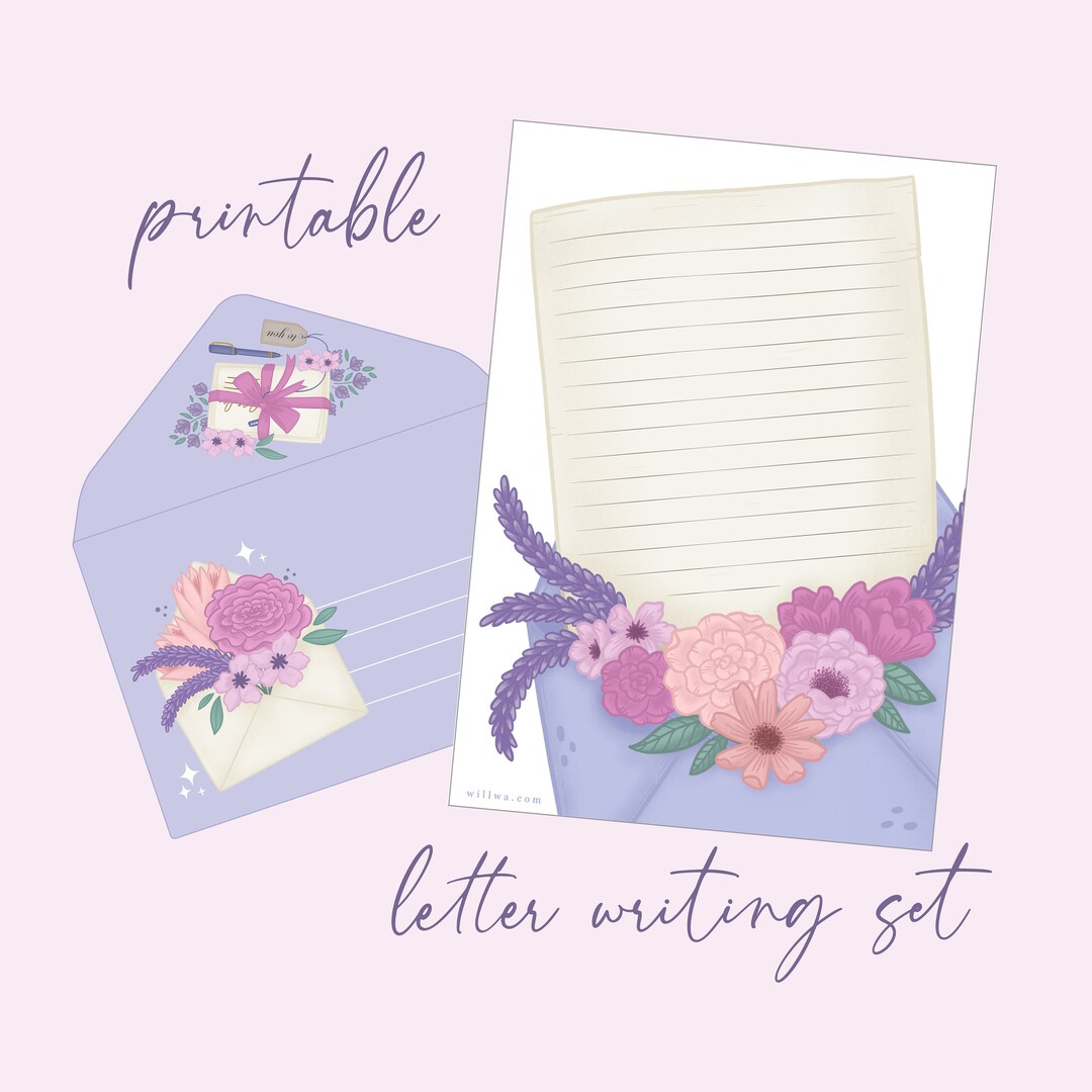 Printable Letter Writing Set - Digital Download - Letter and Envelope ...