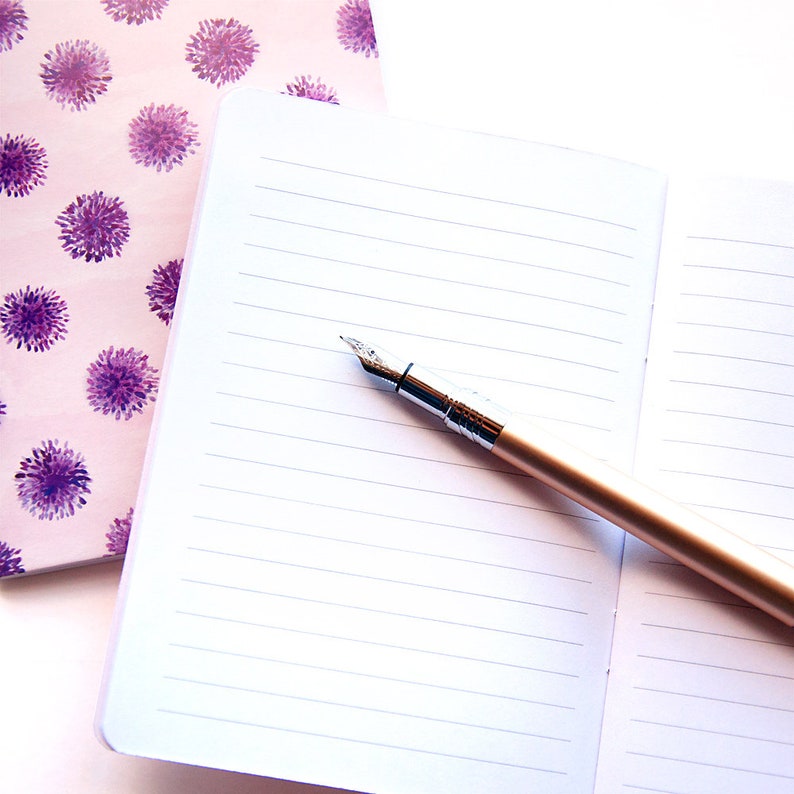 Set of Two A6 Notebooks Floral patterns with Pink Roses and | Etsy