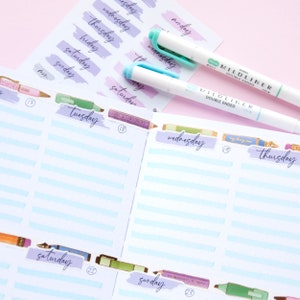 Days of the Week Stickers - Planning Sticker Sheet - Script Text on ...
