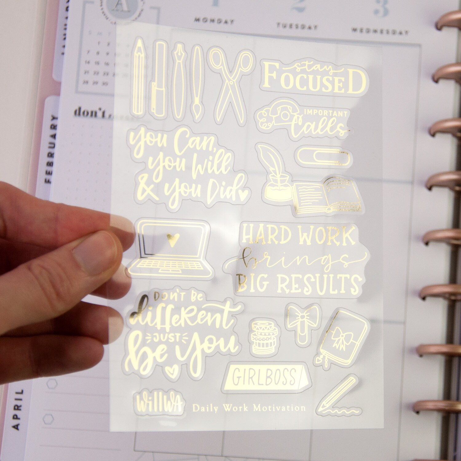 Daily Work Motivation Gold Foil Sticker Sheet Motivationaly | Etsy