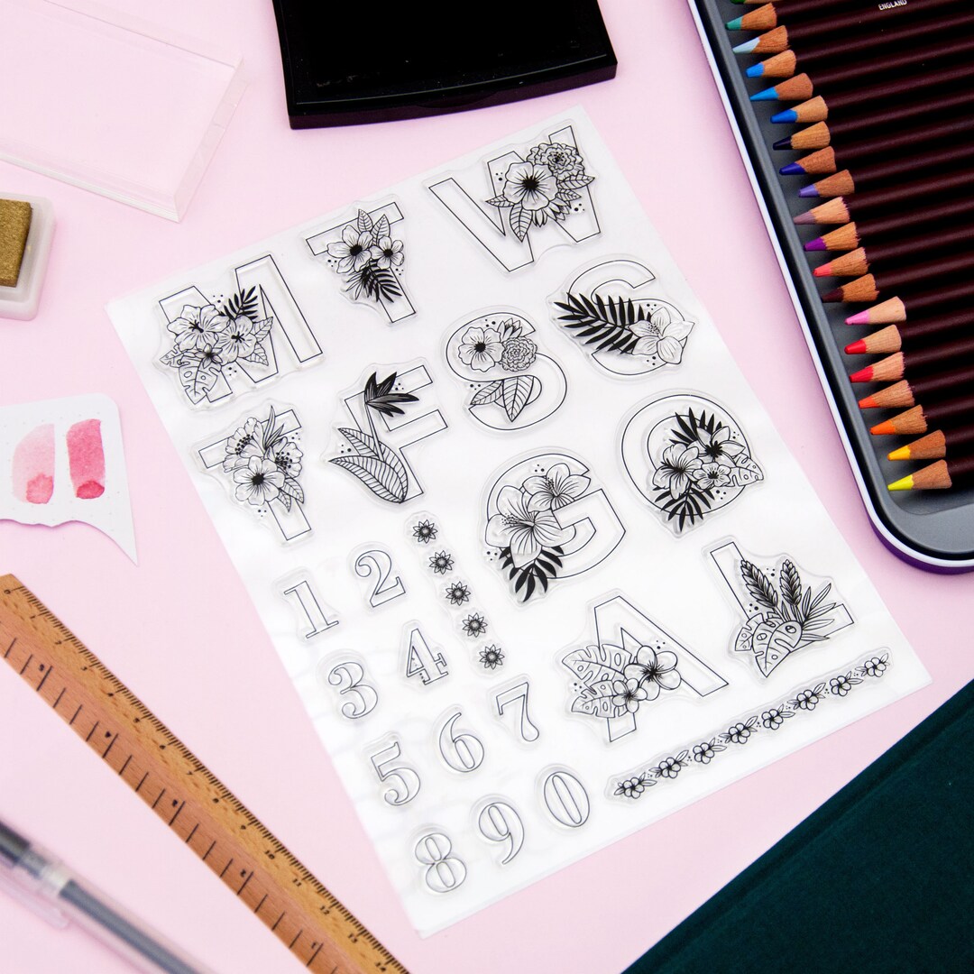 Floral Weekday Stamps - Clear Stamp Sheet - Tropical Flowers and ...