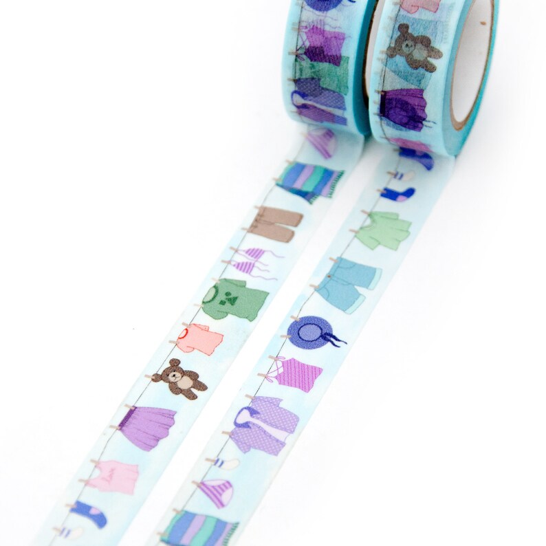 Laundry Line Washi Tape 15mmx10m - Summer Laundry Day - Clothesline in ...