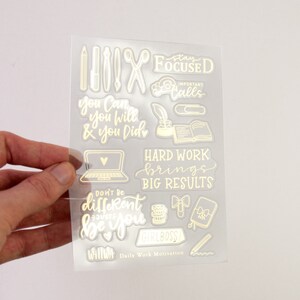 Daily Work Motivation Gold Foil Sticker Sheet Motivationaly Quotes and ...