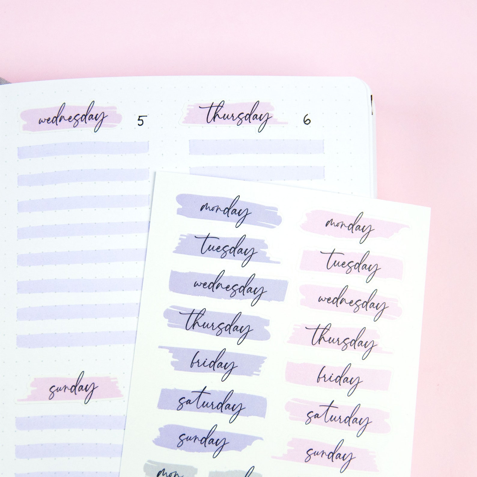 Days of the Week Stickers Planning Sticker Sheet Script | Etsy