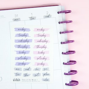 Days of the Week Stickers - Planning Sticker Sheet - Script Text on ...