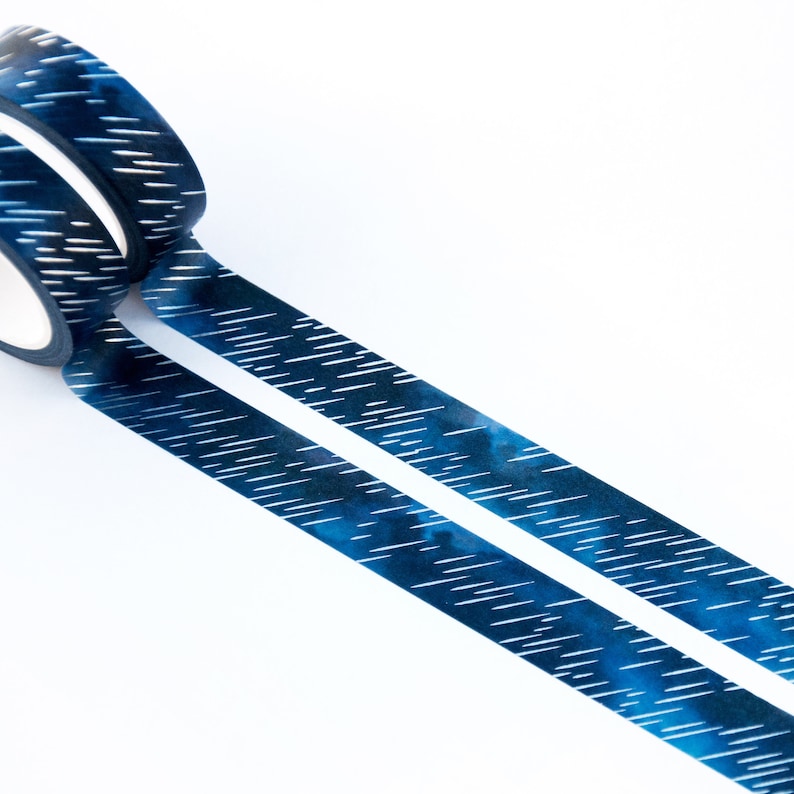 Stormy Weather Silver Foiled Washi Tape 15mm X 10m Dark Blue - Etsy
