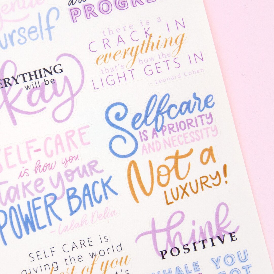 Self Care = Self Love Deco Stickers - Cute Pastel Self Love Lettering ...