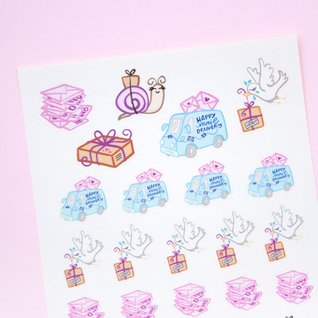 Happy Mail Delivery Deco Stickers - Cute Snail Mail Sticker Sheet ...
