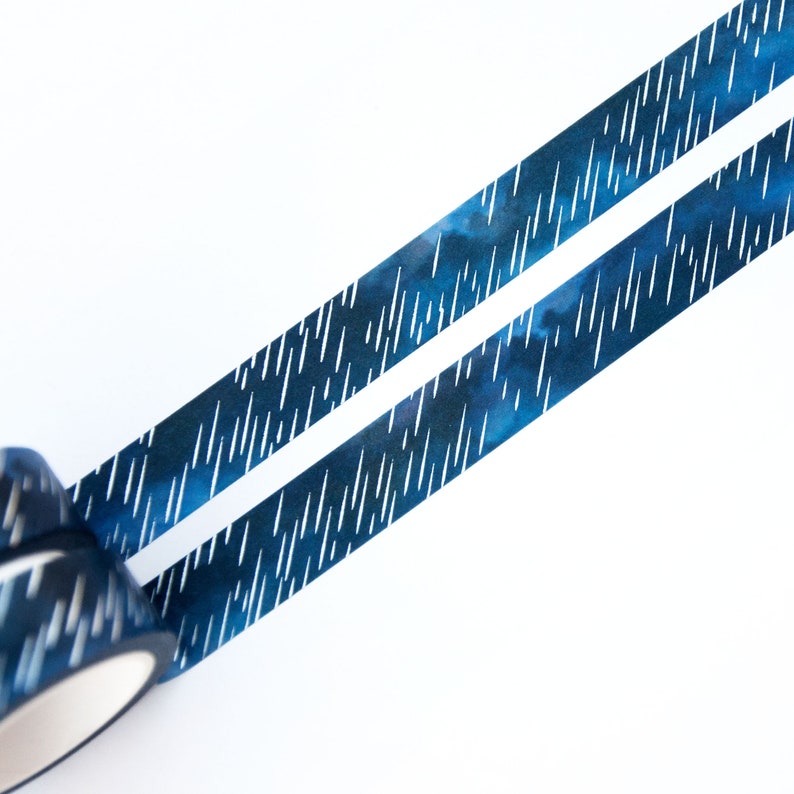 Stormy Weather Silver Foiled Washi Tape 15mm X 10m Dark Blue - Etsy