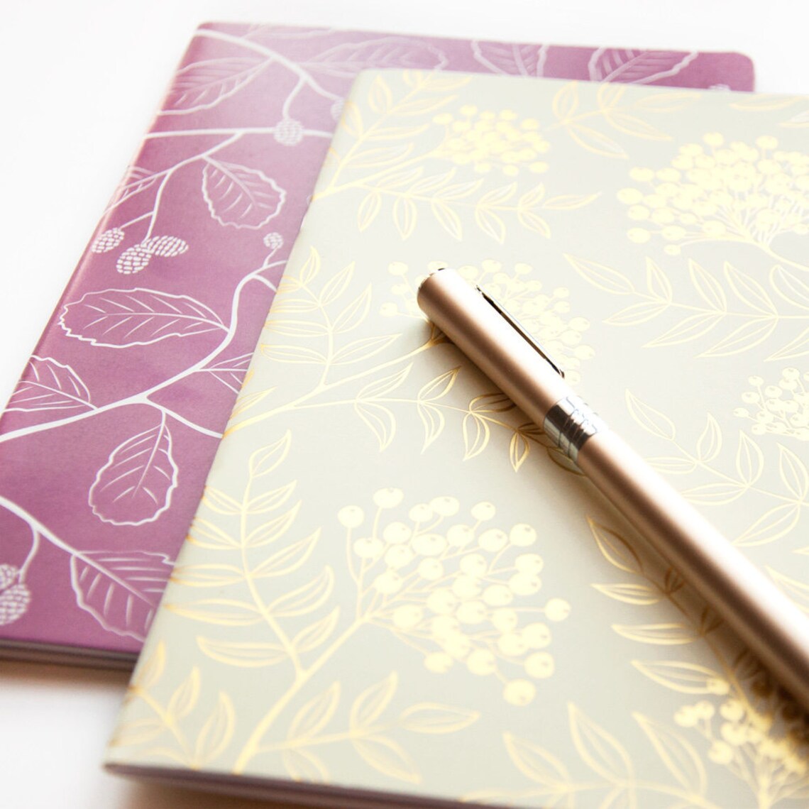 Two A5 Notebooks With Gold Foil and Purple Red Pattern Dot | Etsy