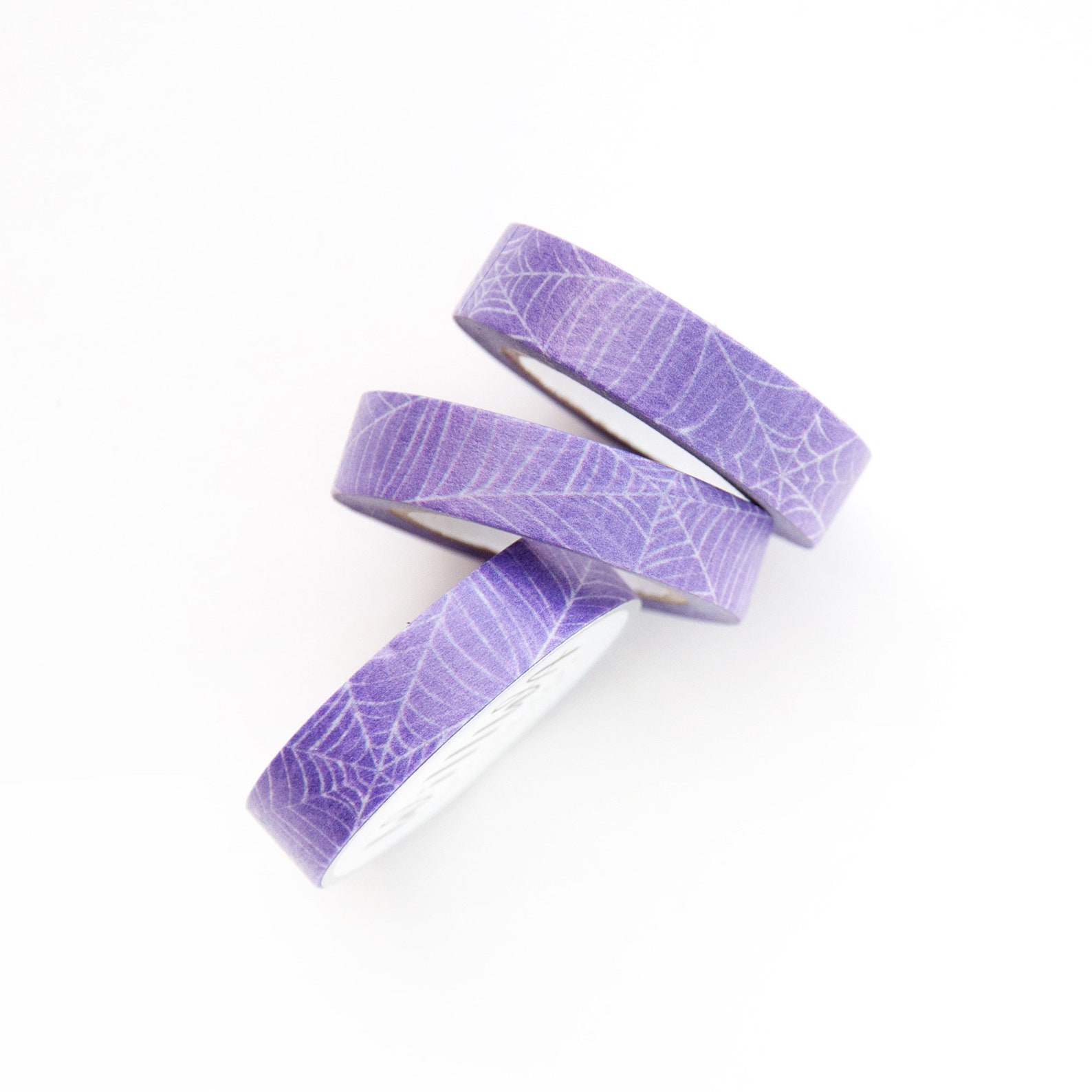 Spider Web Washi Tape 10mmx10m - White Spider Web Threads on a Purple ...