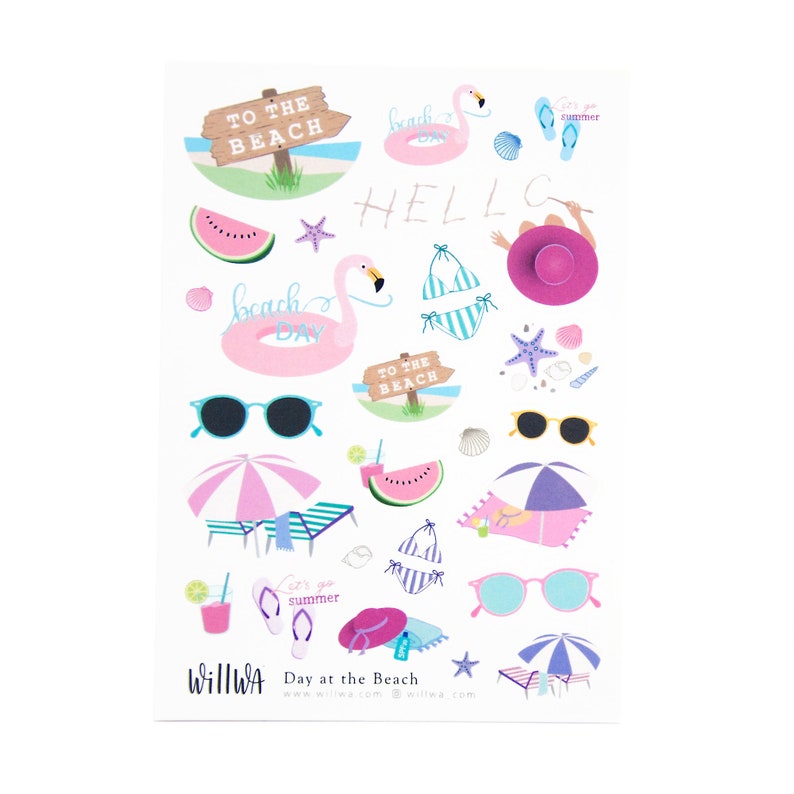 Day at the Beach Deco Stickers Summer and Beach Sticker - Etsy