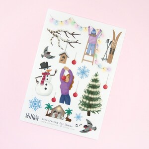 Decorating for Xmas Sticker Sheet - Cute Holiday Deco Stickers ...