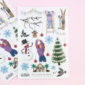 Decorating for Xmas Sticker Sheet - Cute Holiday Deco Stickers ...
