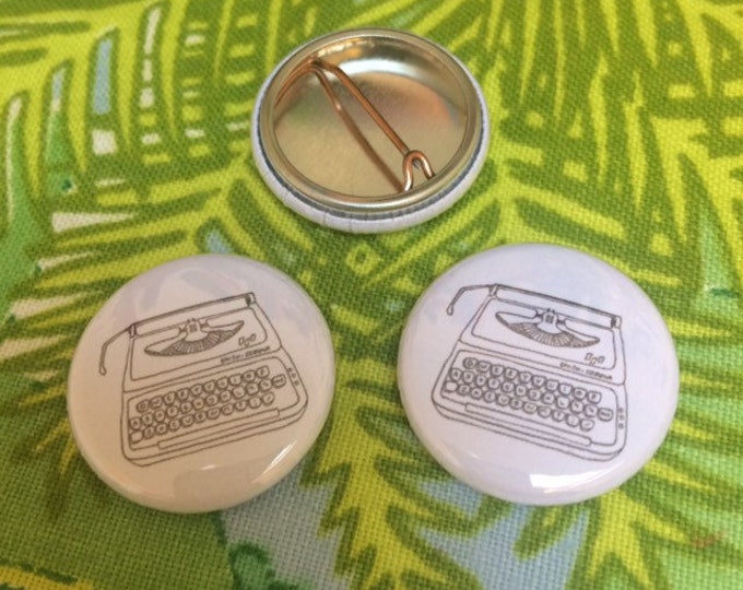 Typewriter Pin / Button Badge - Etsy
