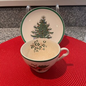 Christmas Tree Cup and Saucer Plummer Ltd. NY - Etsy