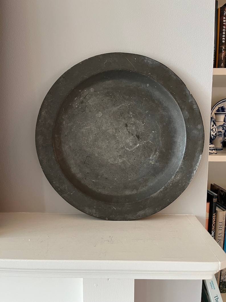 Antique Pewter Plate 13” - Etsy