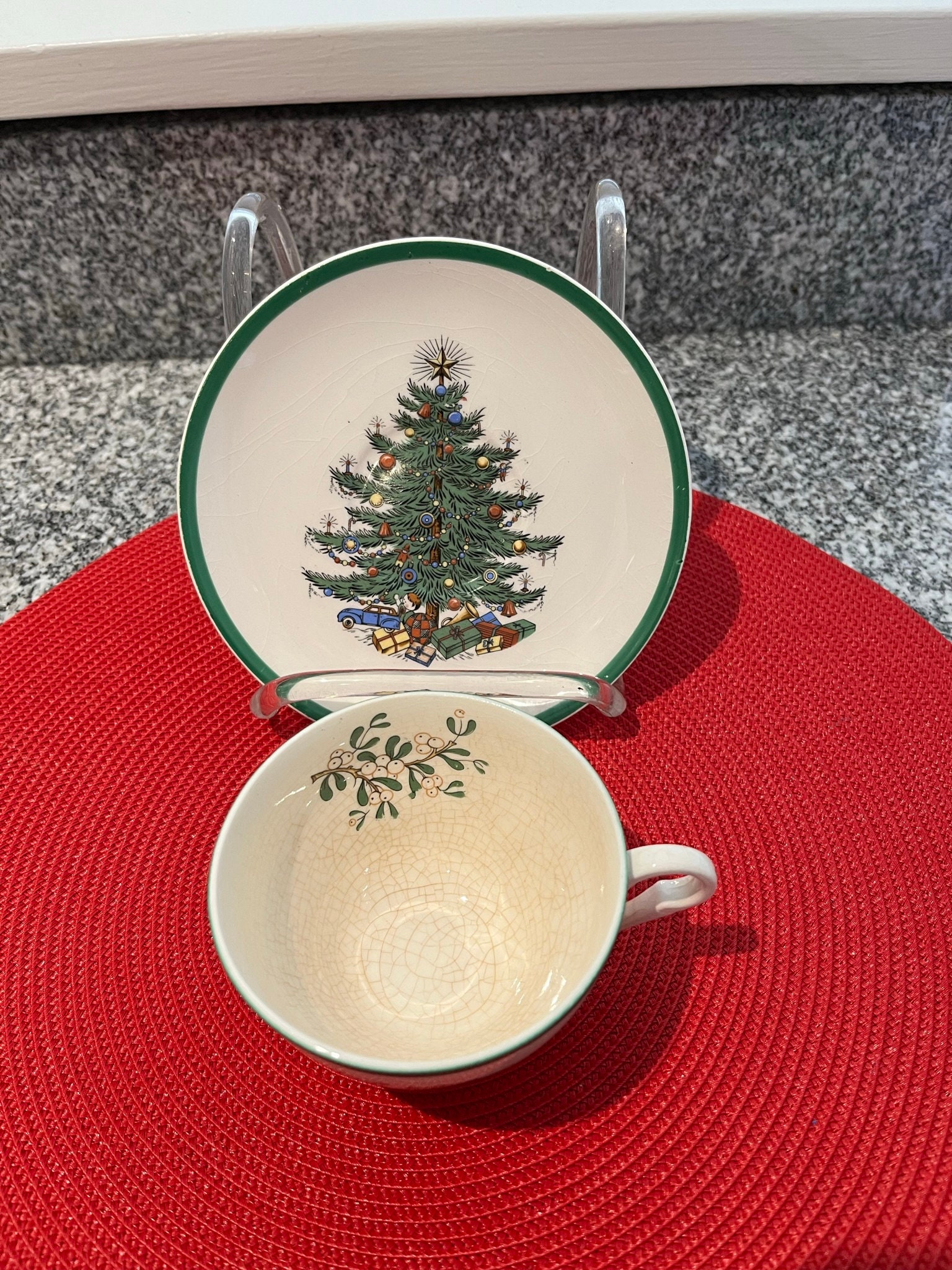 Christmas Tree Cup and Saucer Plummer Ltd. NY - Etsy