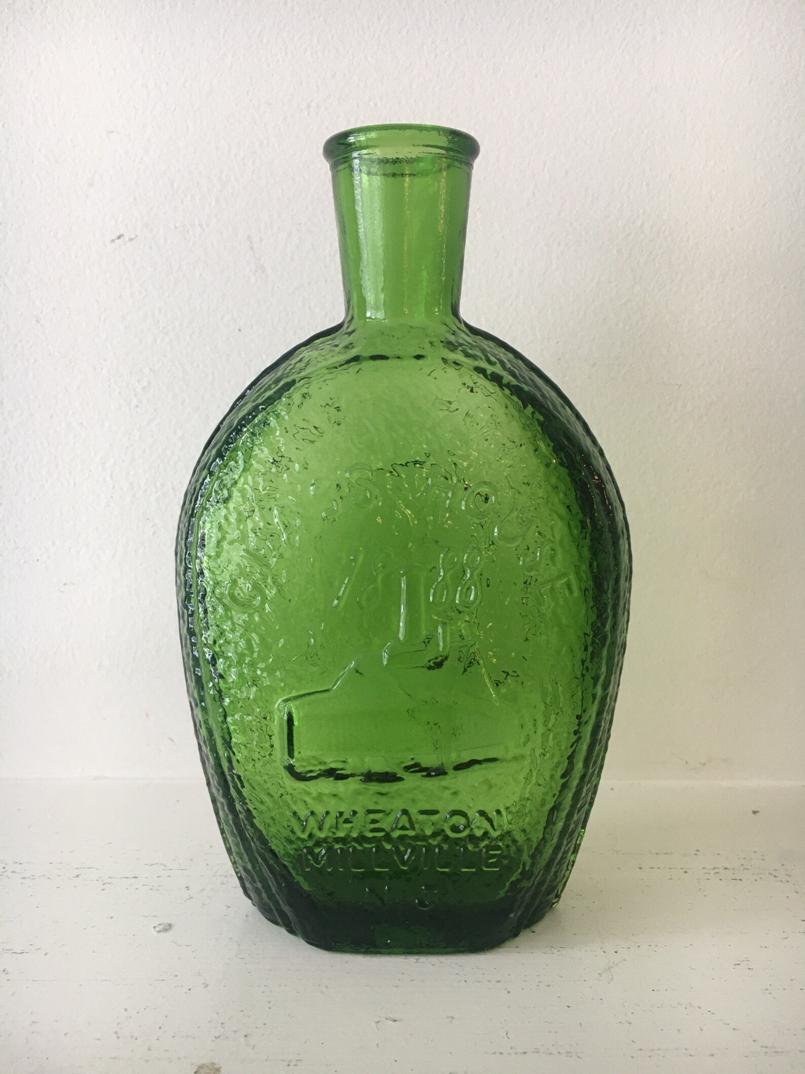 Green Glass Franklin Bottle- Wheaton Glass - Etsy