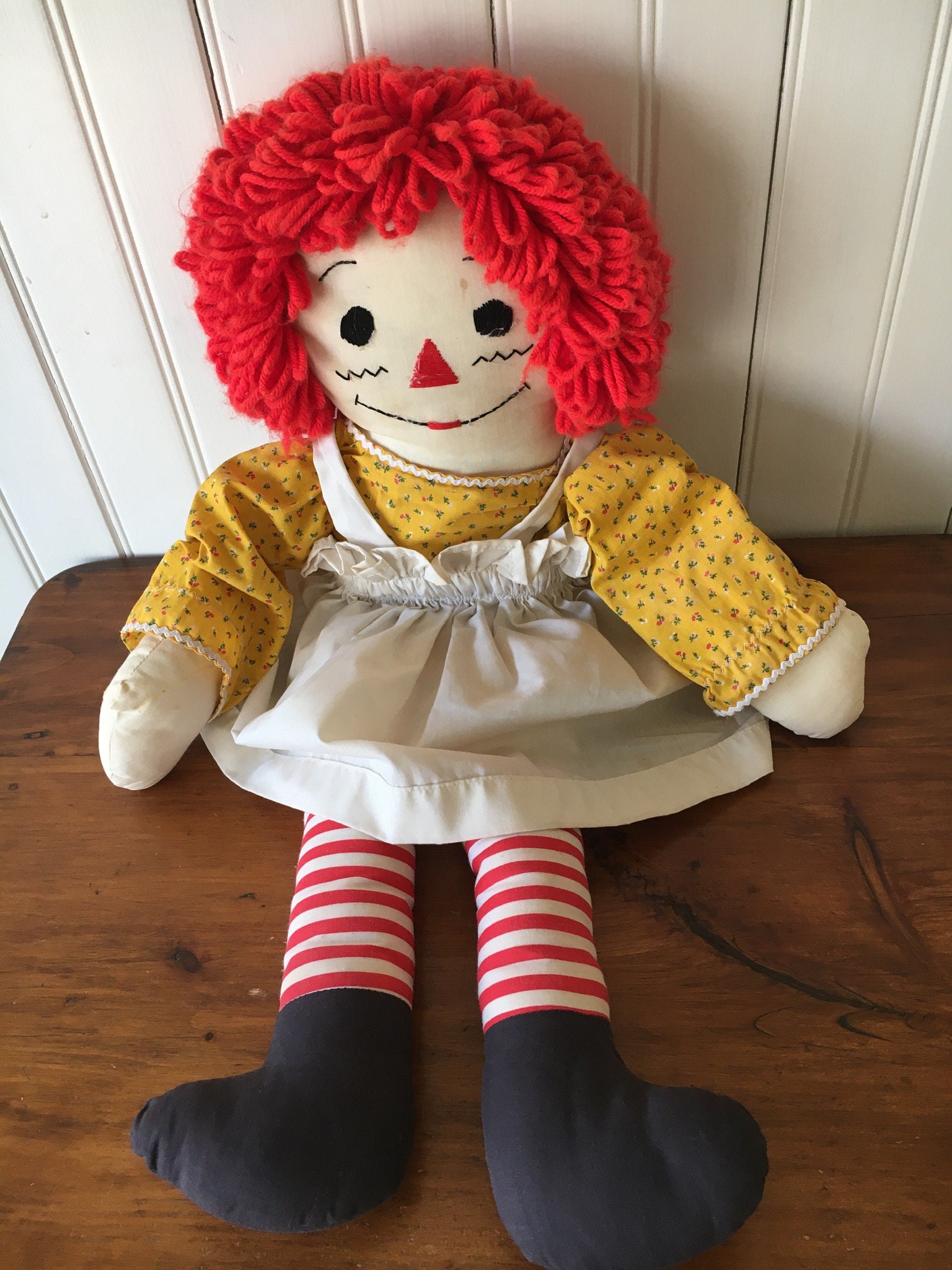 Vintage Handmade Raggedy Ann Doll 24 Tall - Etsy