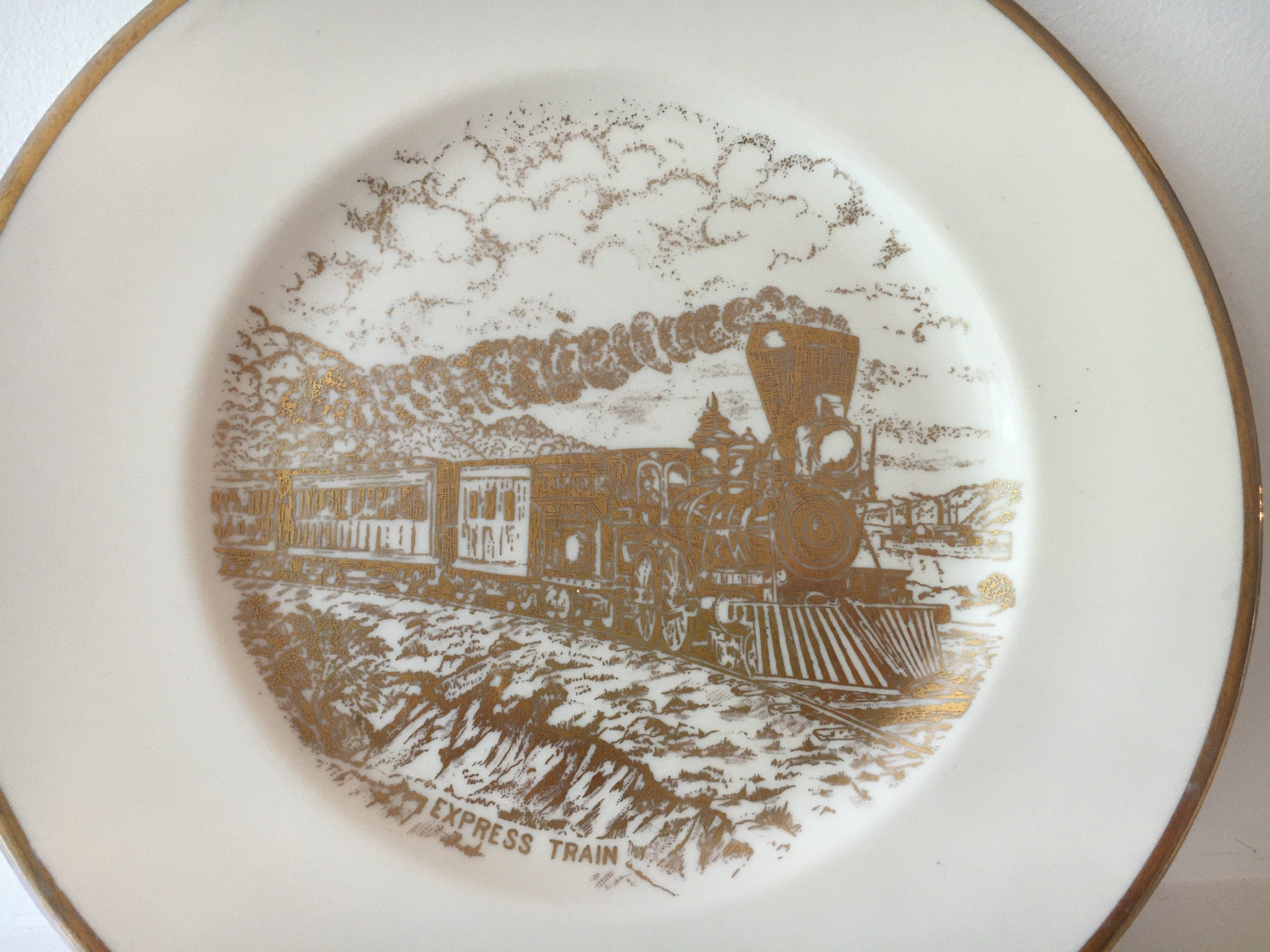 Vintage EXPRESS TRAIN Plate 10 - Etsy