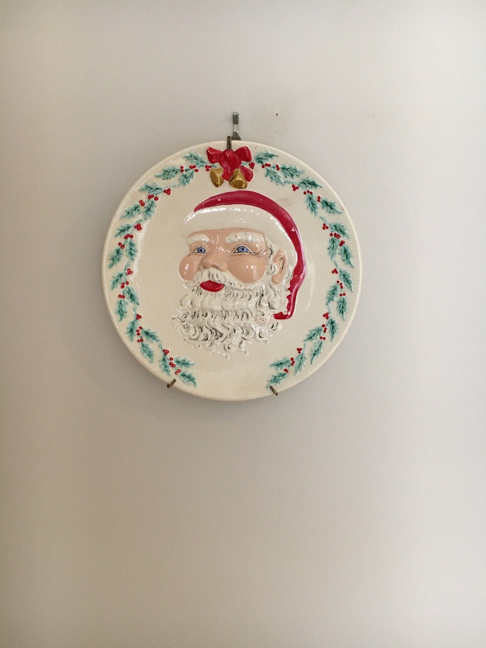 Vtg. Santa Plate Hand Painted Ceramic - Etsy UK