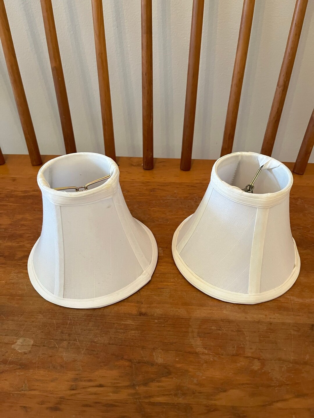 Pair Small White Satin Shades Chandelier - Etsy