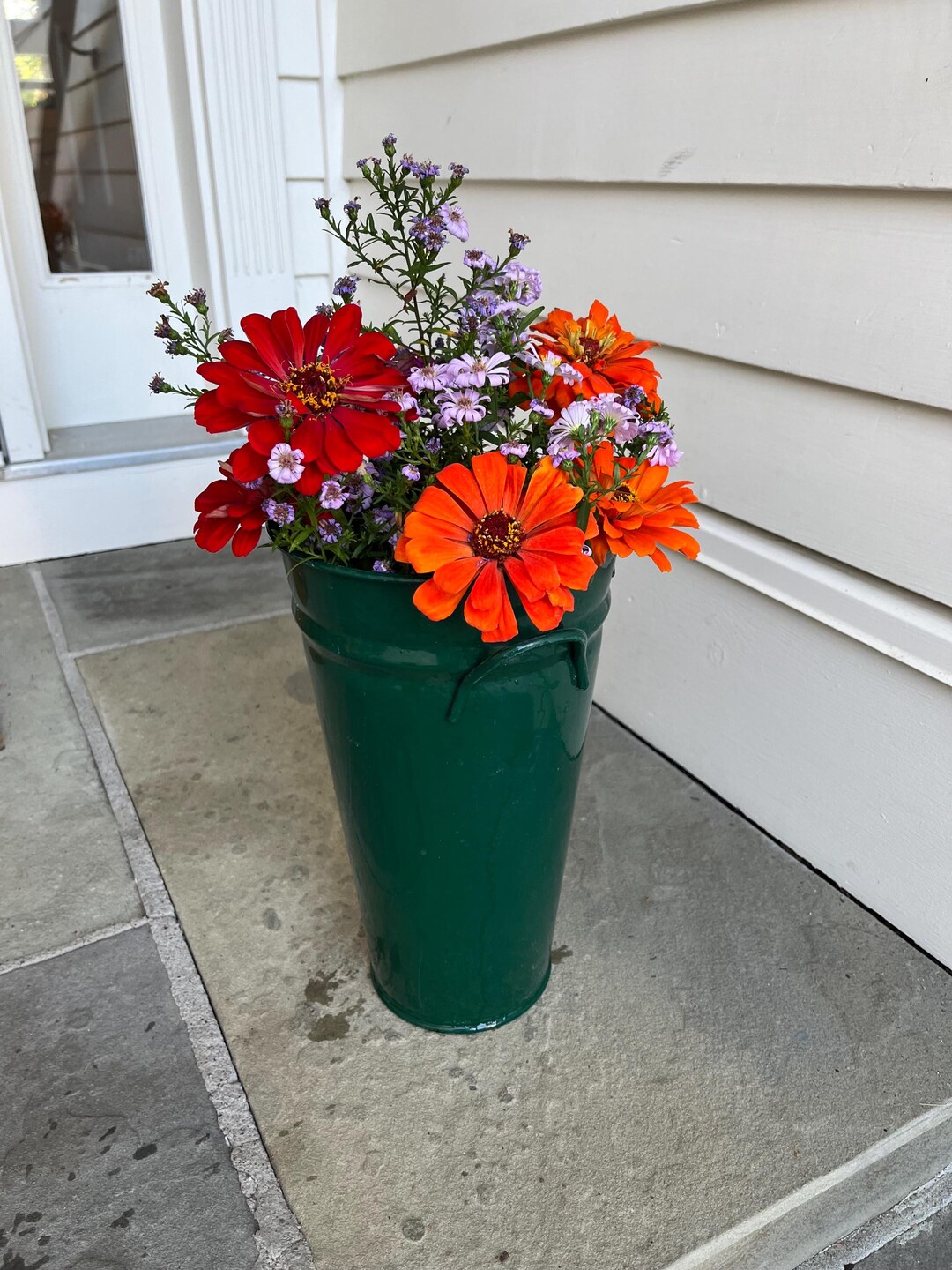 Tall Green Tin Flower Bucket 12.5” - Etsy