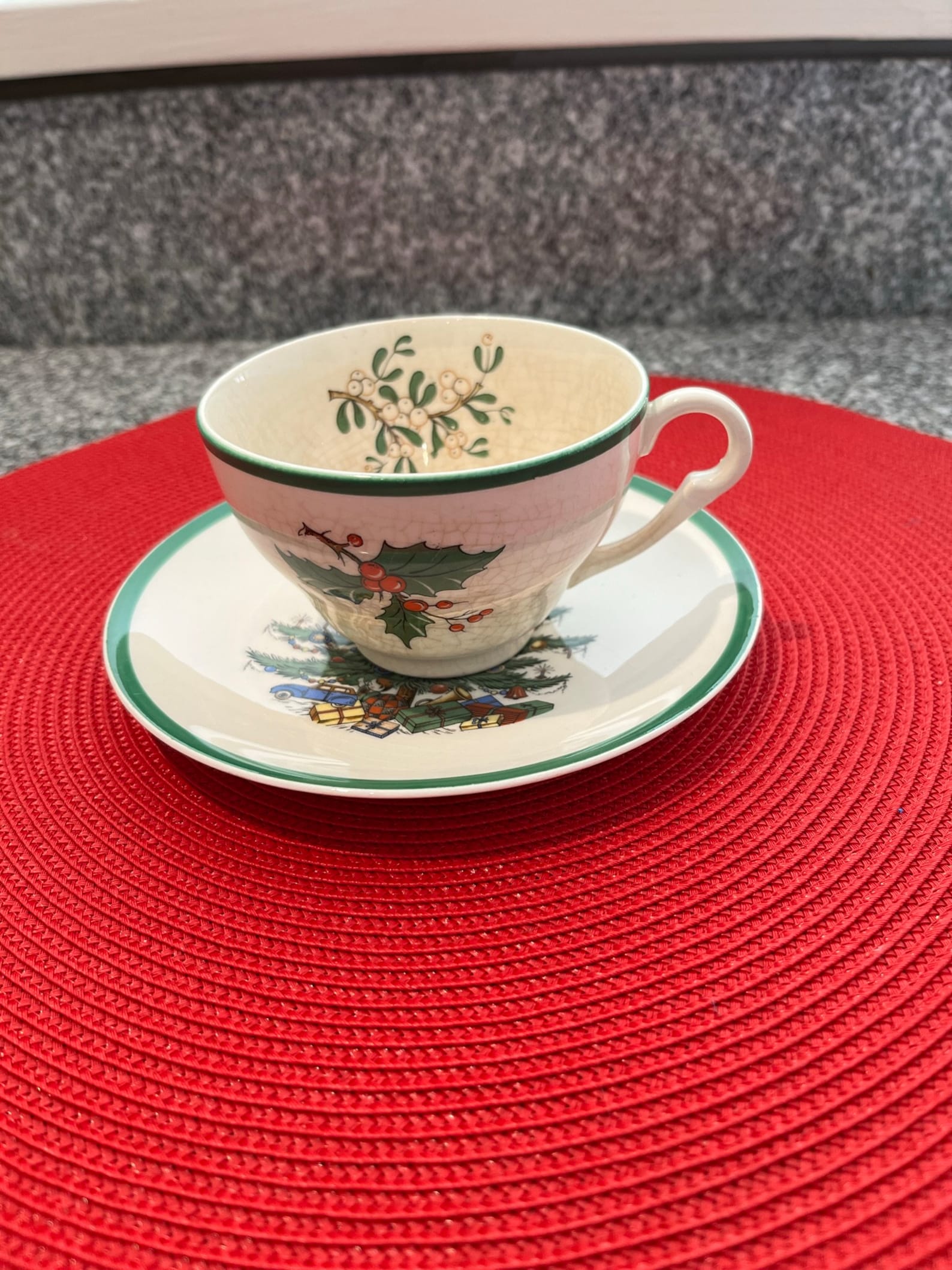 Christmas Tree Cup and Saucer Plummer Ltd. NY - Etsy