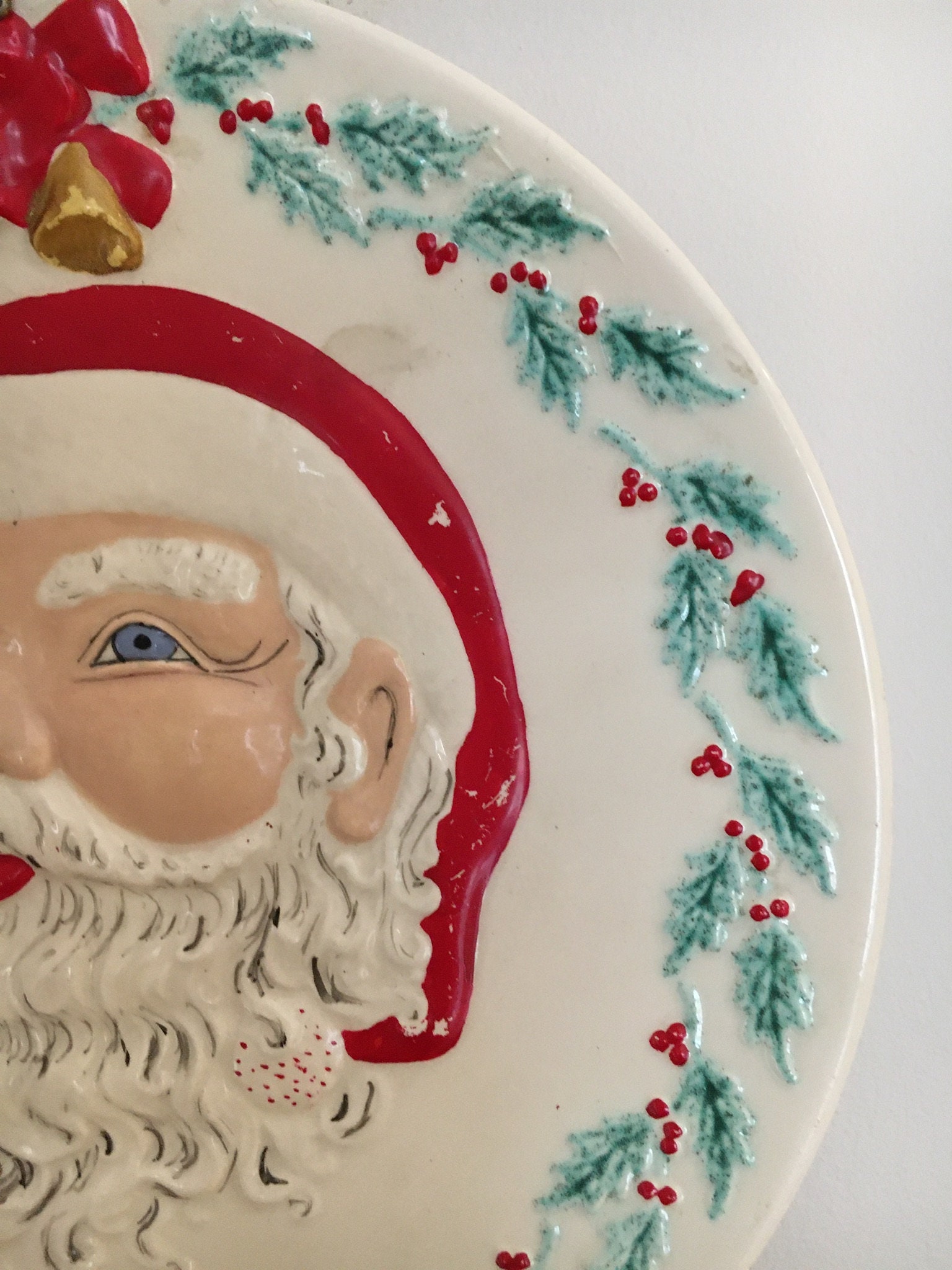 Vtg. Santa Plate Hand Painted Ceramic - Etsy UK