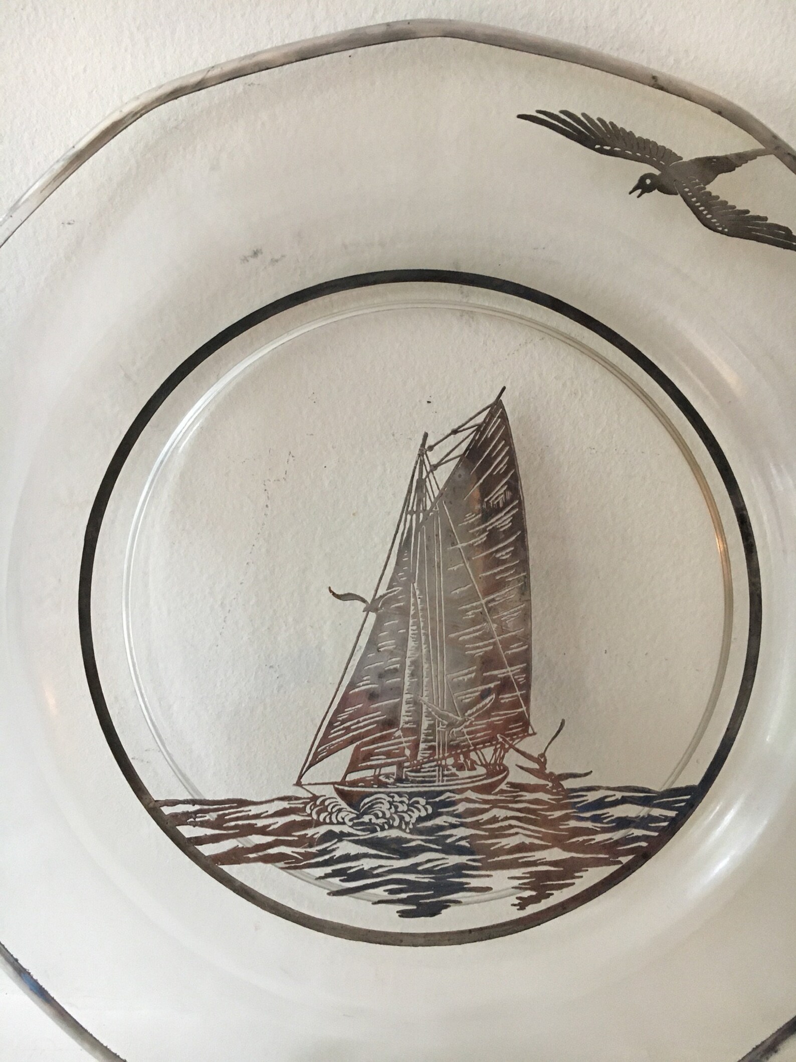 Sailboat Plate - Silver on Glass - Etsy
