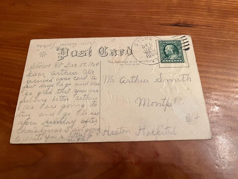 Xmas Postcard W RARE Ben Franklin Stamp One Cent 1909 - Etsy