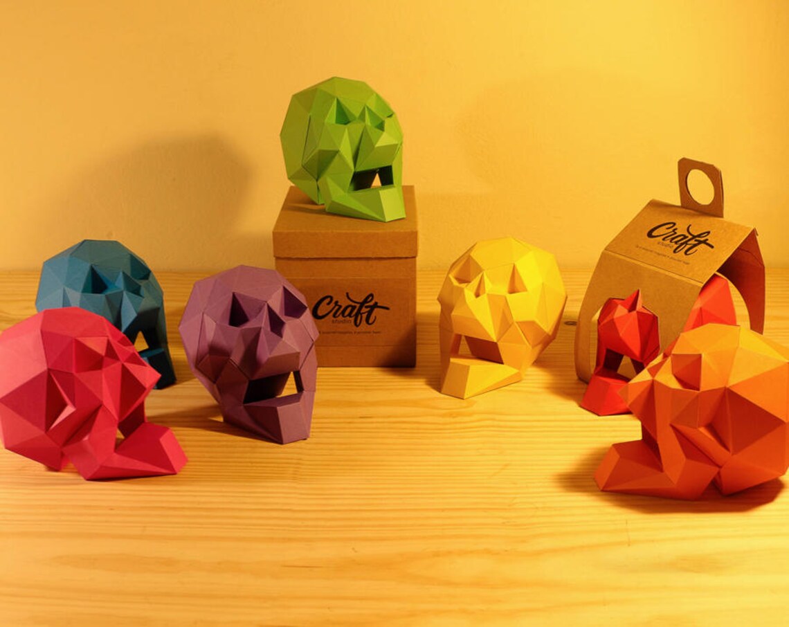 Craft Skull • DIY Papercraft Skull • Template PDF • 3D Origami • DIY ...