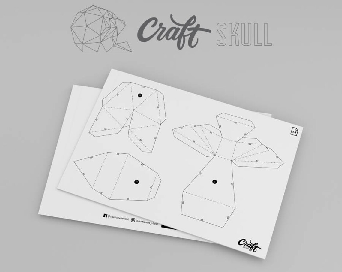 Craft Skull • DIY Papercraft Skull • Template PDF • 3D Origami • DIY ...