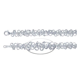 Sterling Silver 11.6mm Large Flat & Round Wire Ringlet Chain Bracelet ...