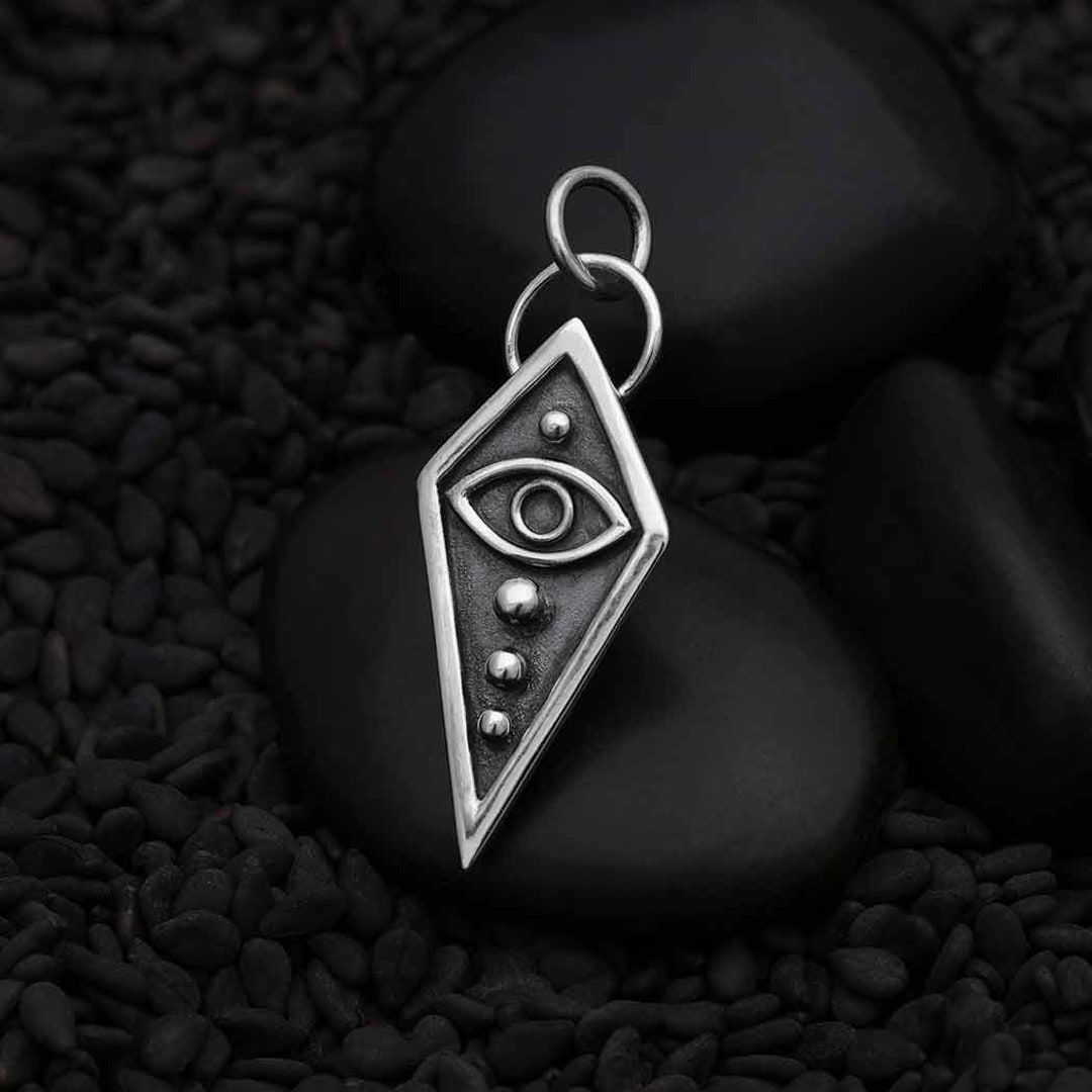 Sterling Silver Diamond Shaped Eye Shield Charm 27x10mm - Etsy