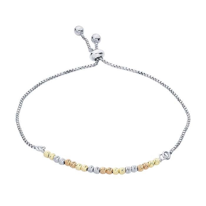 Sterling Silver Box Chain Bracelet W/ Multi-color Diamond-cut Beads ...