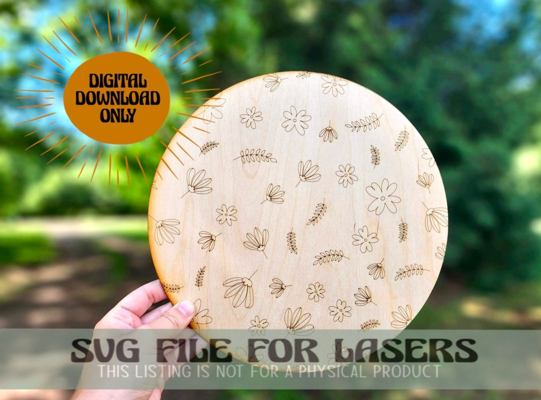 Floral Doodle Score Design | Glowforge SVG | Flower Round Glowforge ...