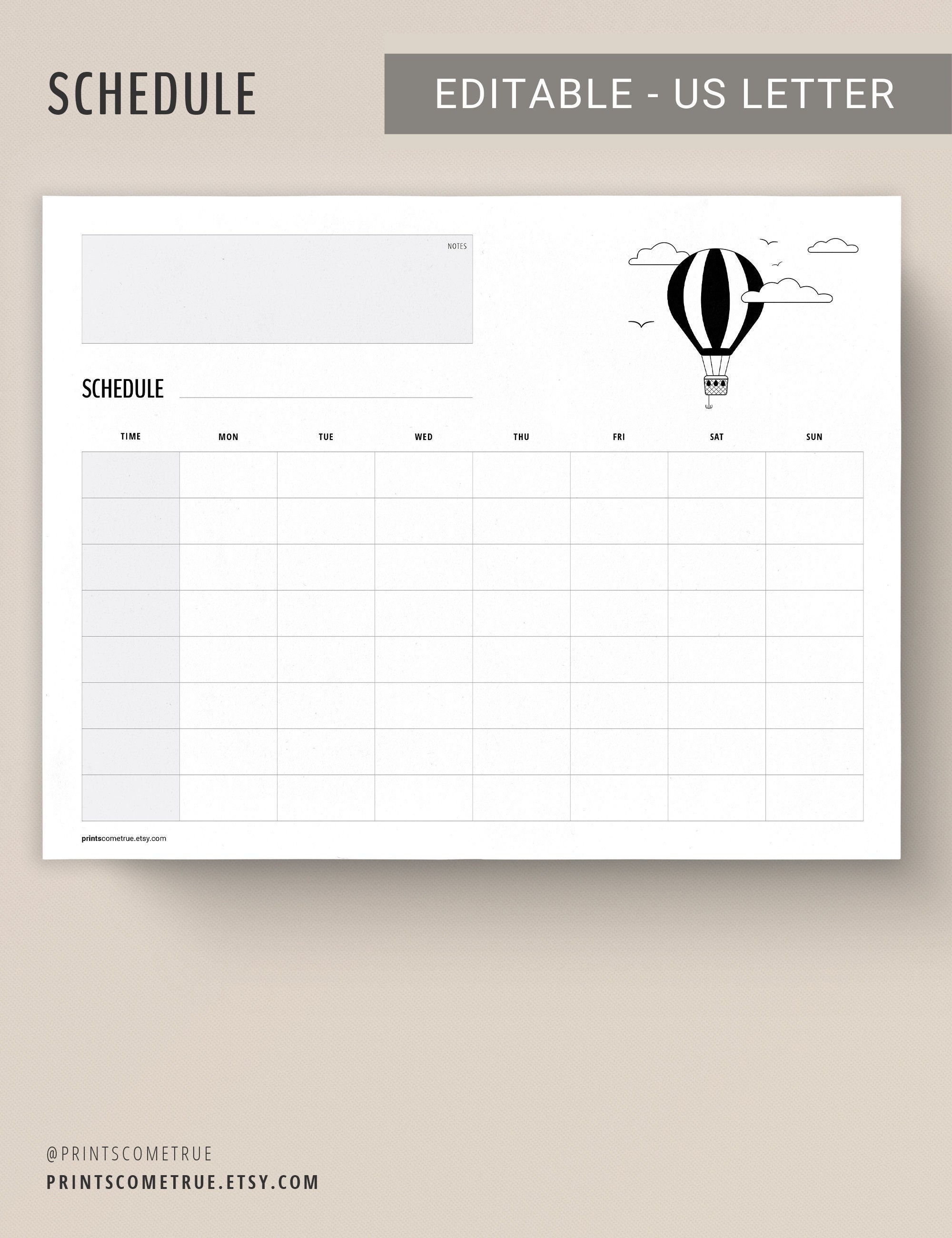 Schedule Editable PDF School Timetable, Class Schedule for Kids With ...
