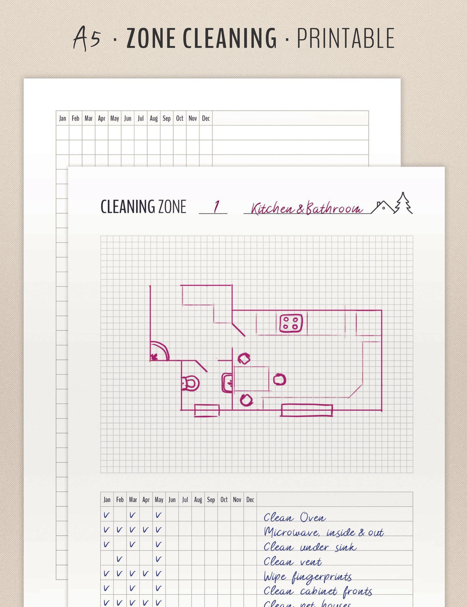 Flylady Zone Cleaning Checklists | Printable Planner Inserts for ...