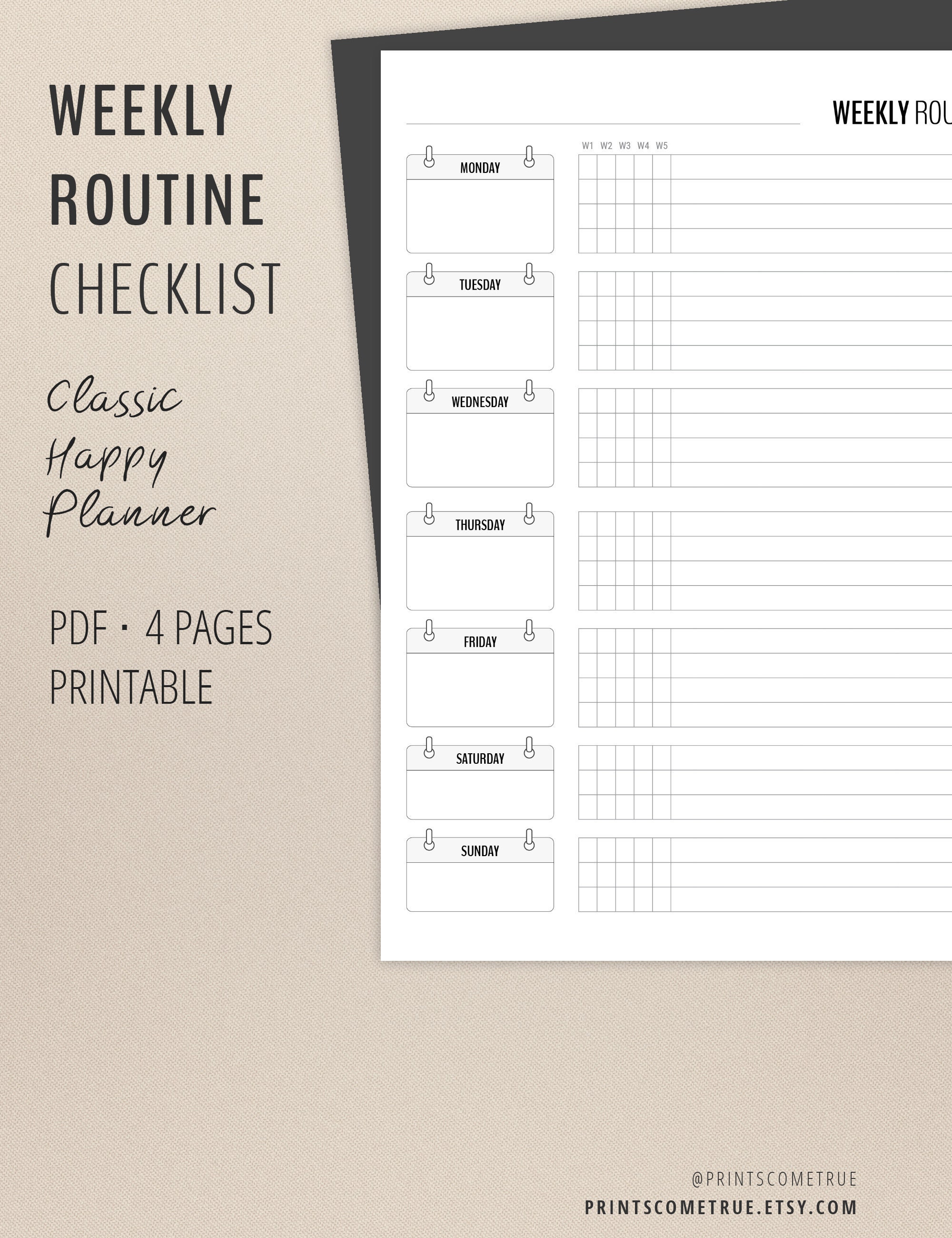 Flylady Weekly Routine for Classic Happy Planner Control - Etsy