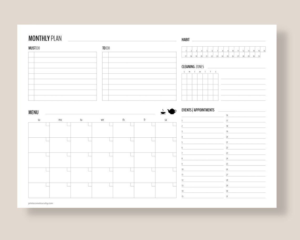Flylady Monthly Planner for Control Journal Printable House Cleaning ...