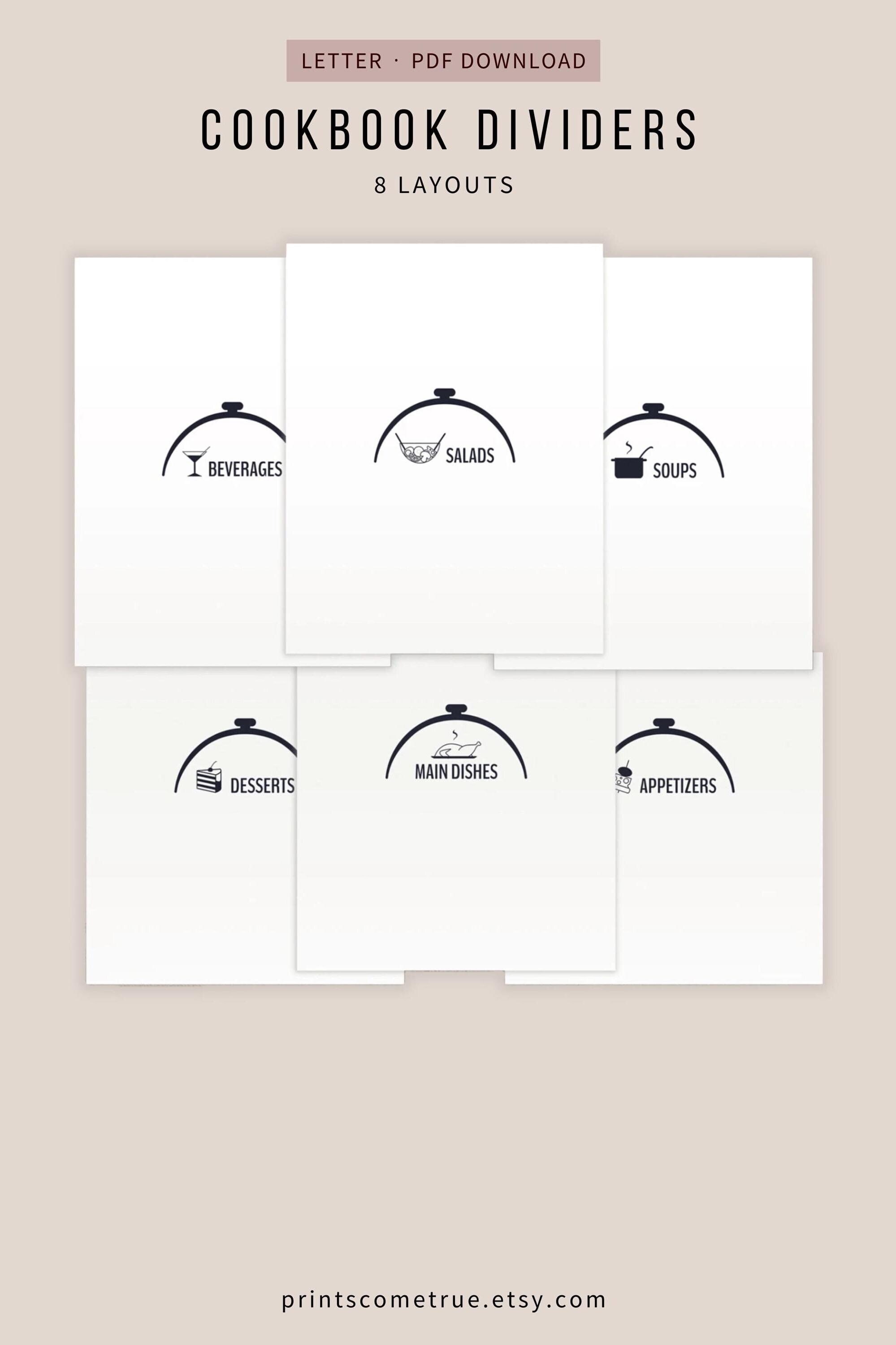 Recipe Binder Dividers | Printable Cookbook Dividers | US Letter Size ...