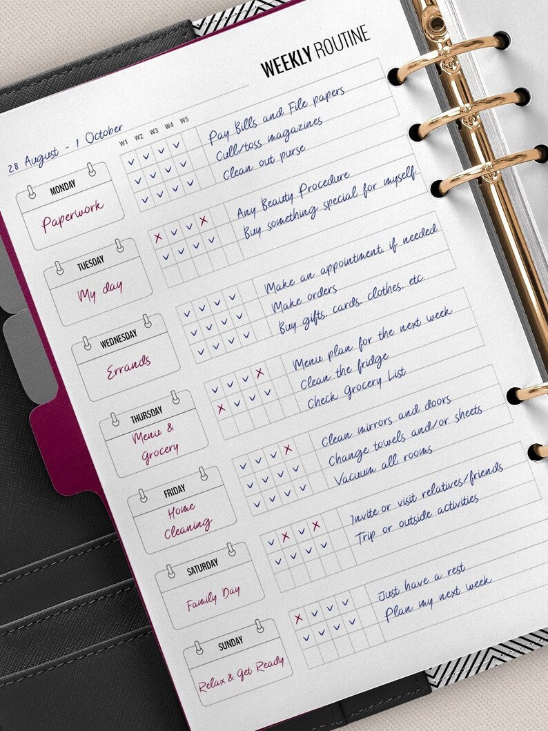 Flylady Weekly Routine for Control Journal A5 Printable - Etsy