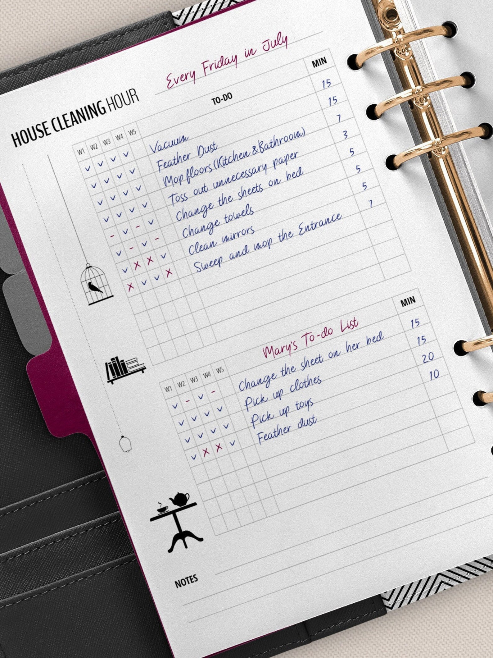 Flylady Cleaning Checklist Home Blessing Hour Printable Planner Insert ...