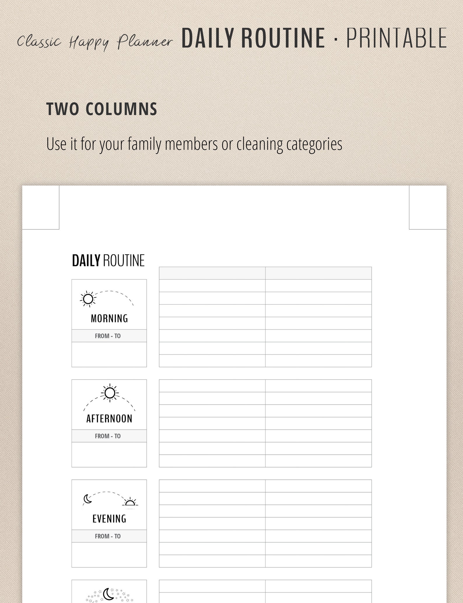 Daily Routine for Classic Happy Planner | Printable Template Insert of ...