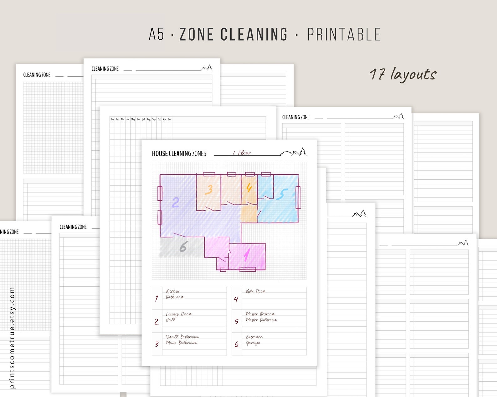 Flylady Zone Cleaning Checklists | Printable Planner Inserts for ...