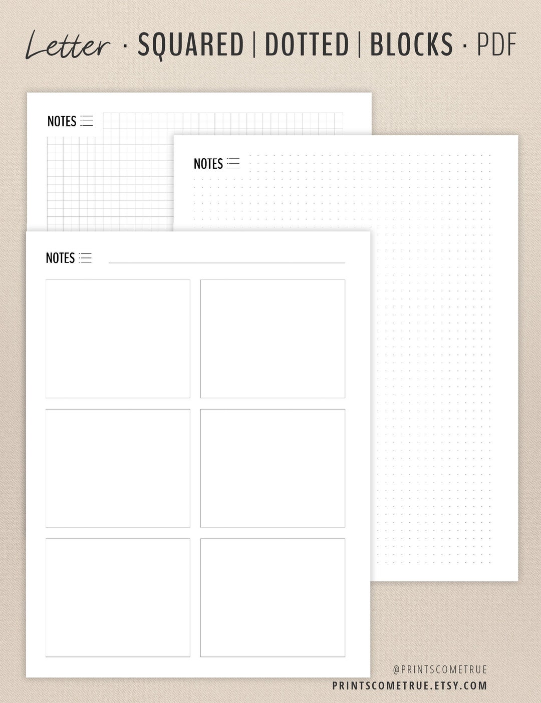 Grid Dotted Notes Template Levenger Circa Big Happy Planner - Etsy